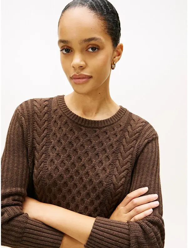tommy hilfiger cable knit sweater dress - Brown - 80% Off embellished mini dresses