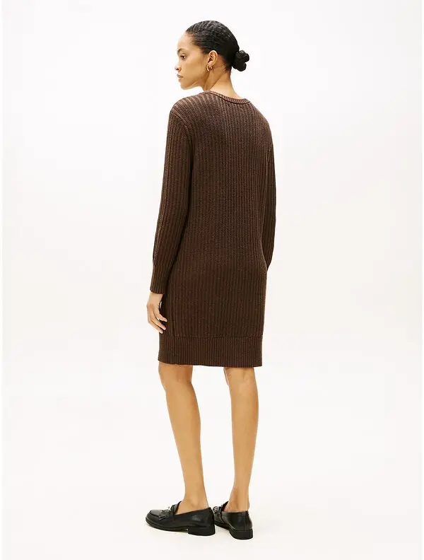 tommy hilfiger cable knit sweater dress In Brown - 80% Off embellished mini dresses