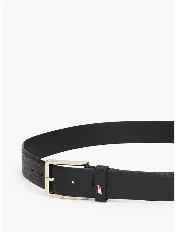 Tommy Hilfiger Square-buckle Pebbled Leather Belt