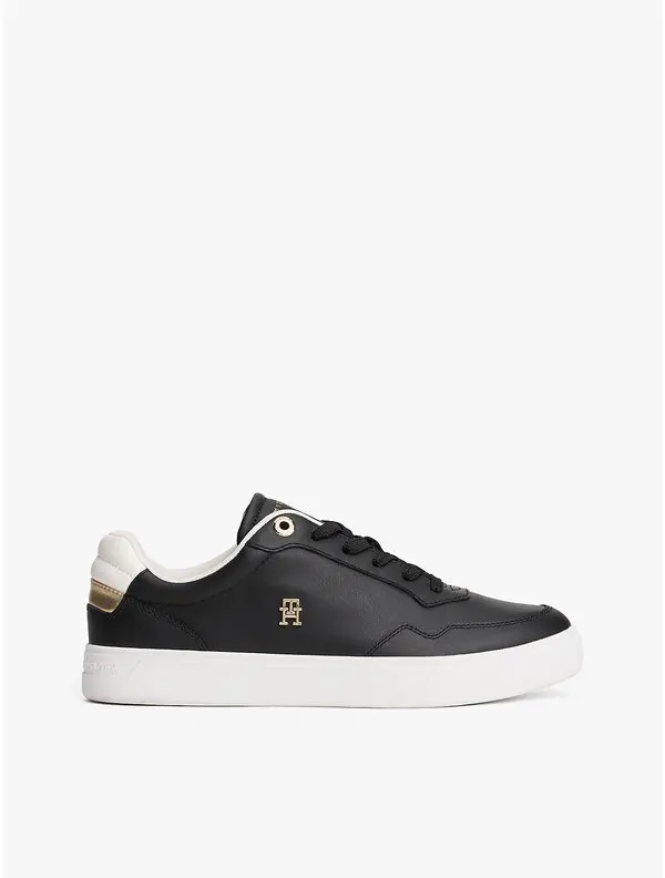 Tommy Hilfiger Metallic Leather Court Sneakers - Black