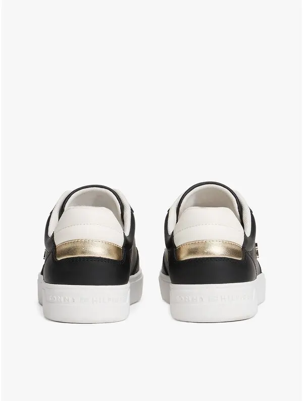 Tommy Hilfiger Metallic Leather Court Sneakers - Black