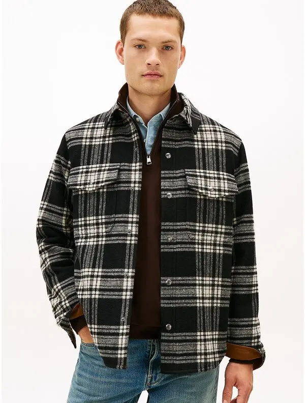 Tommy Hilfiger Plaid Wool-blend Padded Shirt Jacket Black - Black Check