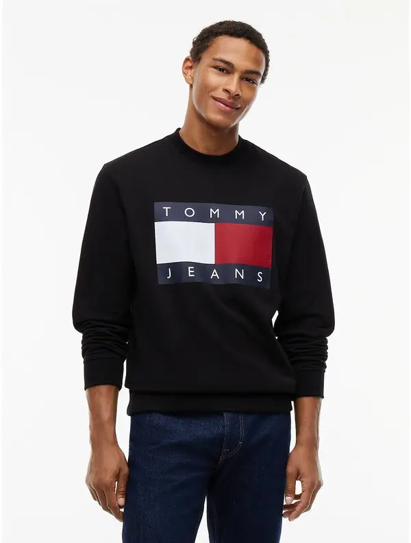 Tommy Hilfiger Big Flag Logo Crewneck Sweatshirt - Black