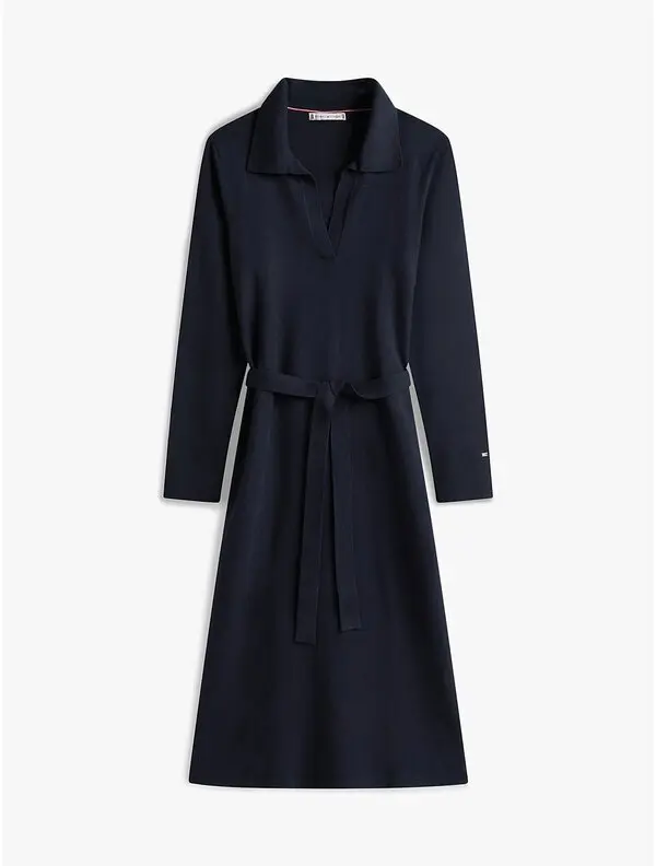 Tommy Hilfiger Belted Sweater Polo Dress