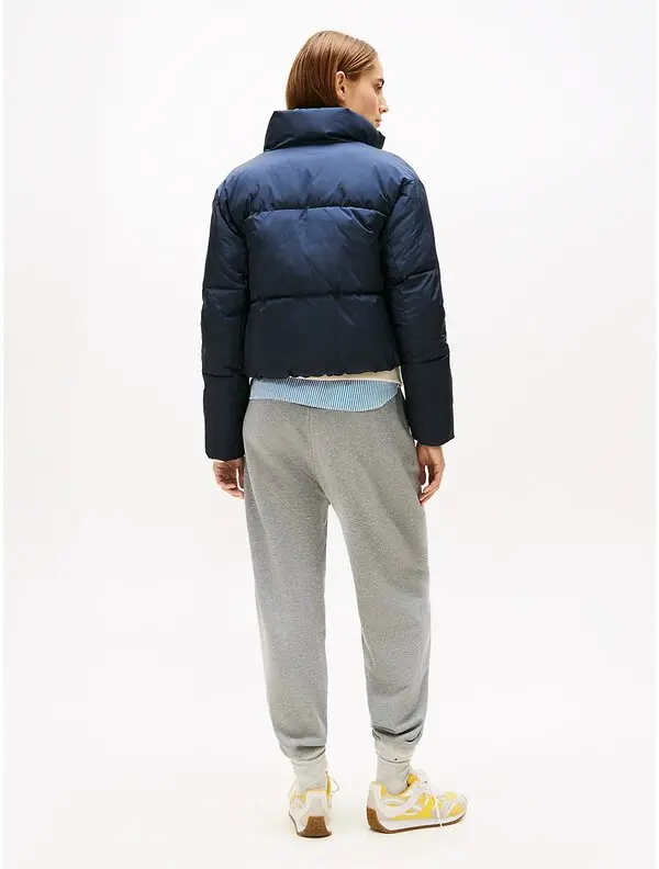 Tommy Hilfiger Cropped Puffer Jacket With Stand Collar