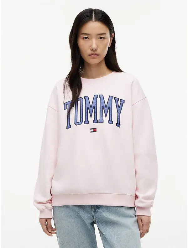 Tommy Hilfiger Varsity Logo Crewneck Sweatshirt - Pink Heather