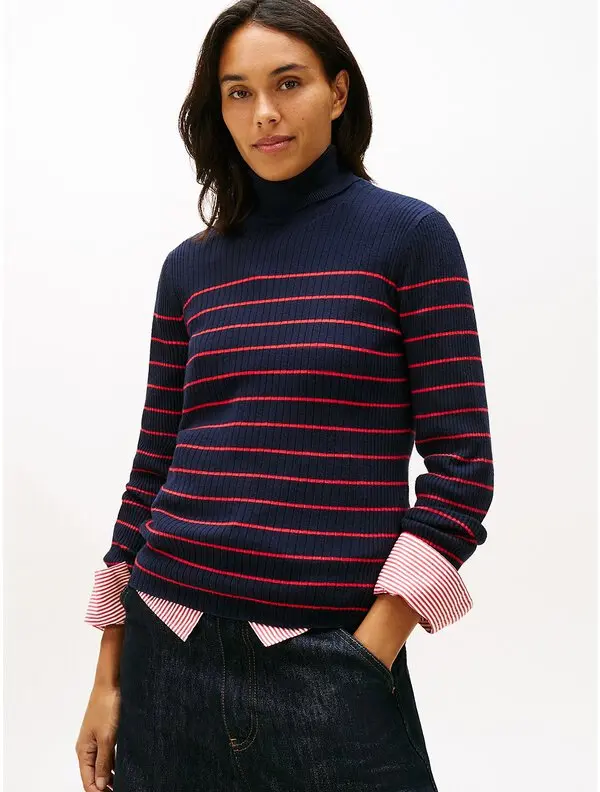 Tommy Hilfiger Striped Rib-knit Turtleneck Sweater
