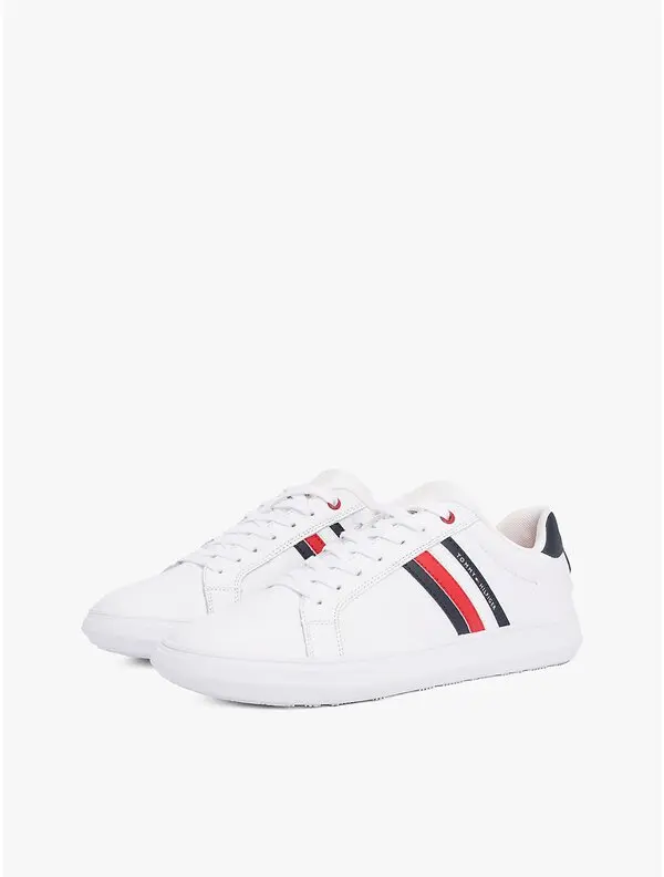 Tommy Hilfiger Stripe Leather Cupsole Sneakers