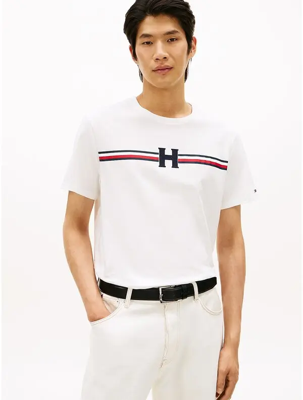 Tommy Hilfiger Signature H Stripe T-shirt - Ecru