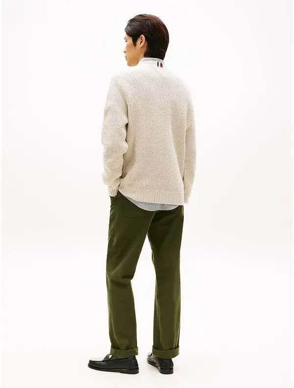 Tommy Hilfiger Wool-blend Waffle-knit Crewneck Sweater - Bleached Stone