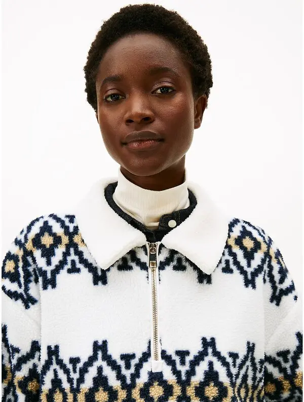 Tommy Hilfiger Fair Isle Print Teddy Fleece Half-zip Sweatshirt