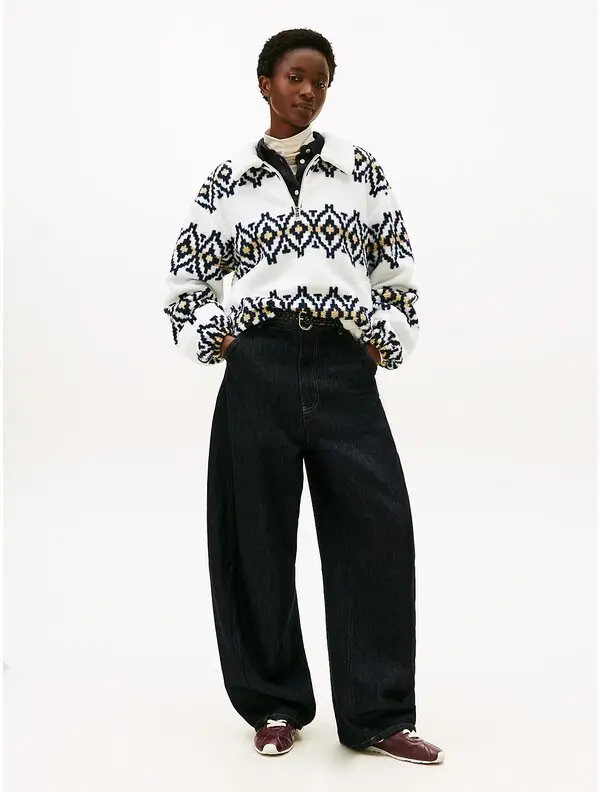 Tommy Hilfiger Fair Isle Print Teddy Fleece Half-zip Sweatshirt