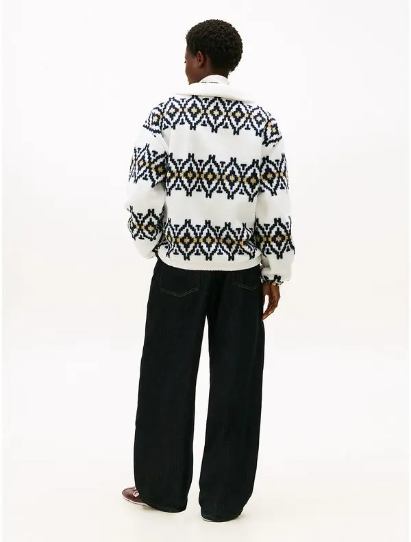 Tommy Hilfiger Fair Isle Print Teddy Fleece Half-zip Sweatshirt