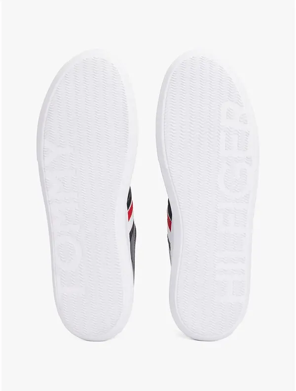 Tommy Hilfiger Leather Cupsole Sneakers With Signature Stripes