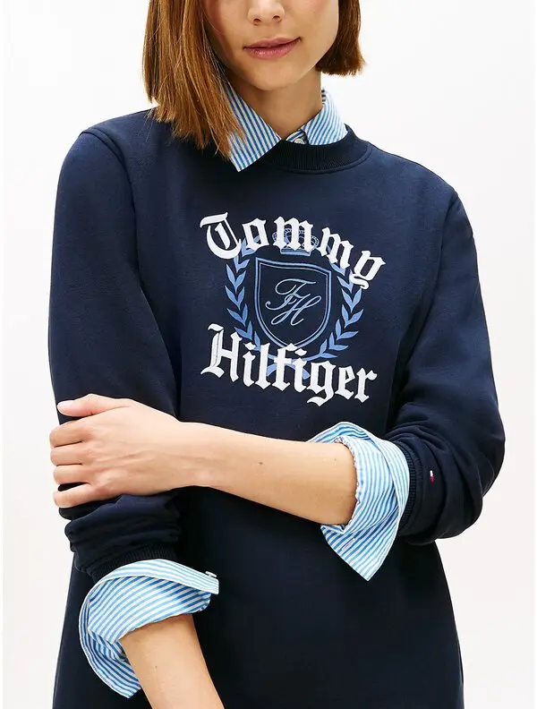 Tommy Hilfiger Varsity Crest Fleece Sweatshirt Dress