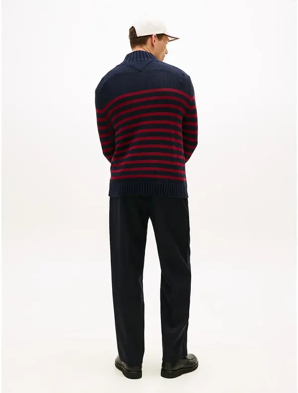 Tommy Hilfiger Relaxed Breton Stripe Mockneck Sweater