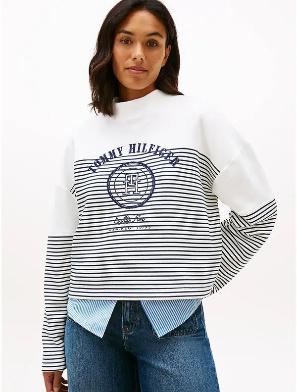 Tommy Hilfiger Nautical Stripe Cropped Sweatshirt