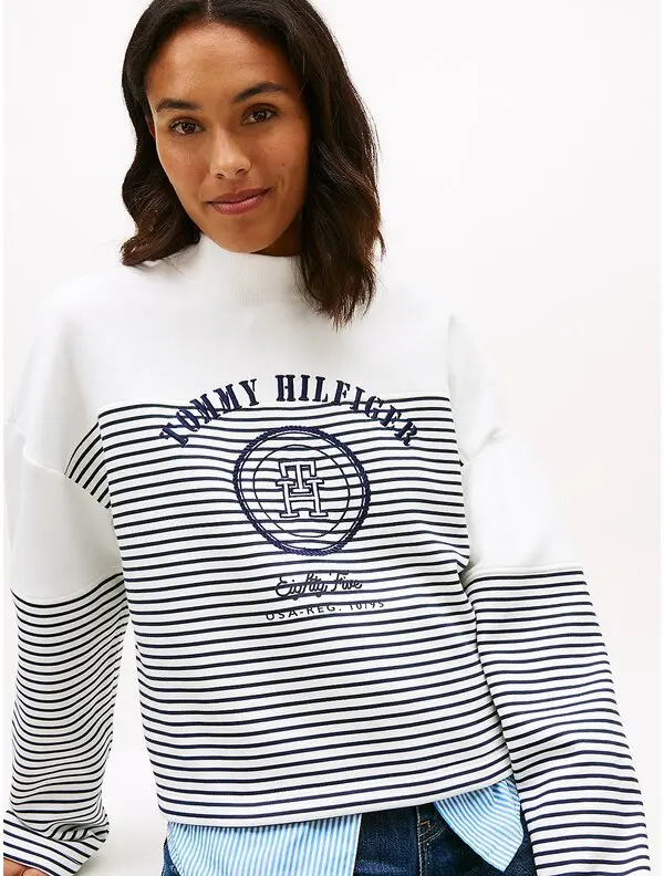Tommy Hilfiger Nautical Stripe Cropped Sweatshirt