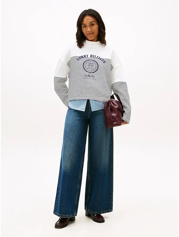 Tommy Hilfiger Nautical Stripe Cropped Sweatshirt