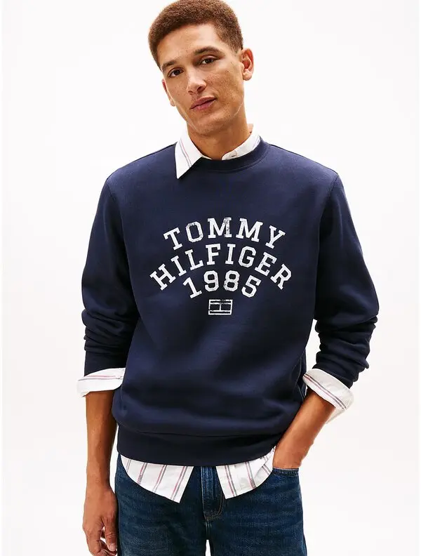 Tommy Hilfiger Arch Logo Crewneck Sweatshirt - Navy