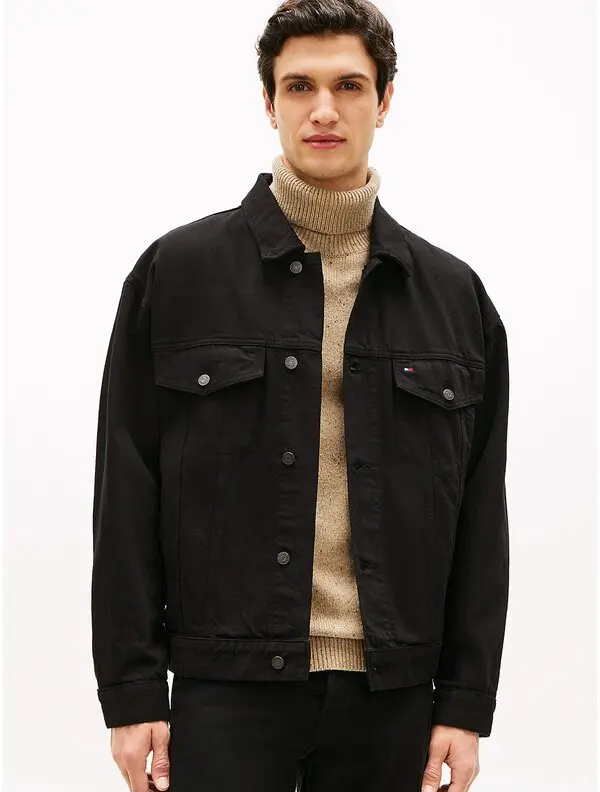 Tommy Hilfiger Relaxed Garment-dyed Denim Jacket - Black