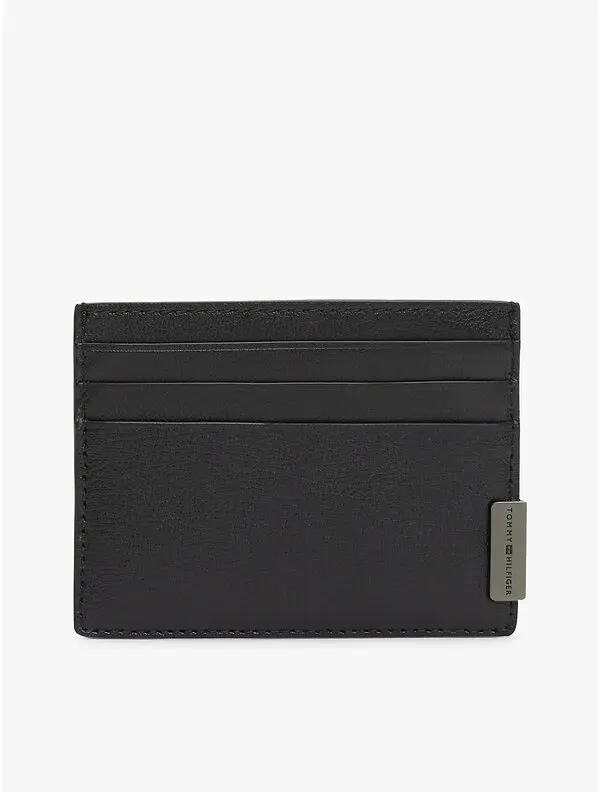 Tommy Hilfiger Pebbled Leather Card Holder - Black