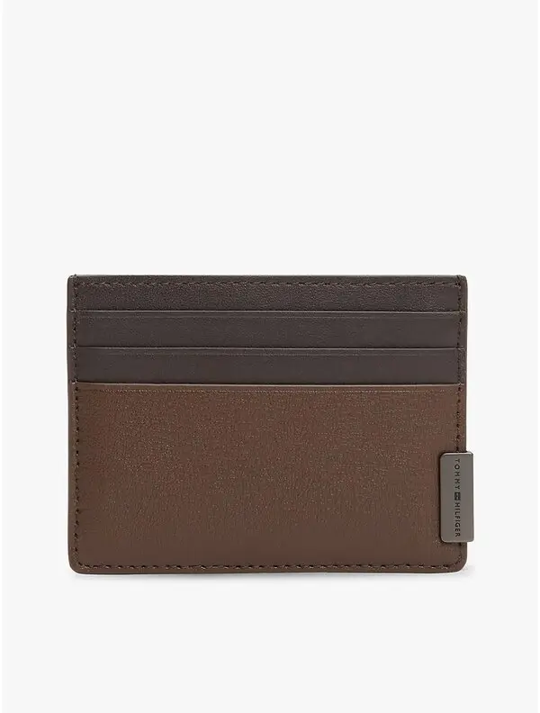 Tommy Hilfiger Pebbled Leather Card Holder - Praline