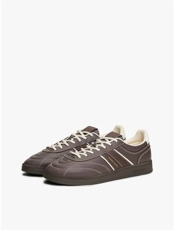 Tommy Hilfiger Leather Skater Sneakers - Black Walnut
