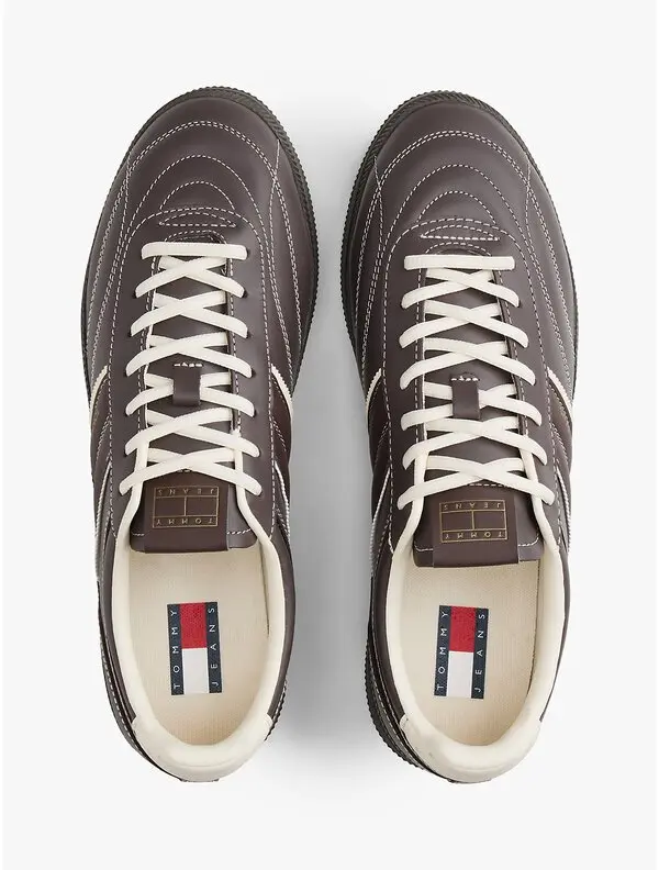 Tommy Hilfiger Leather Skater Sneakers - Black Walnut