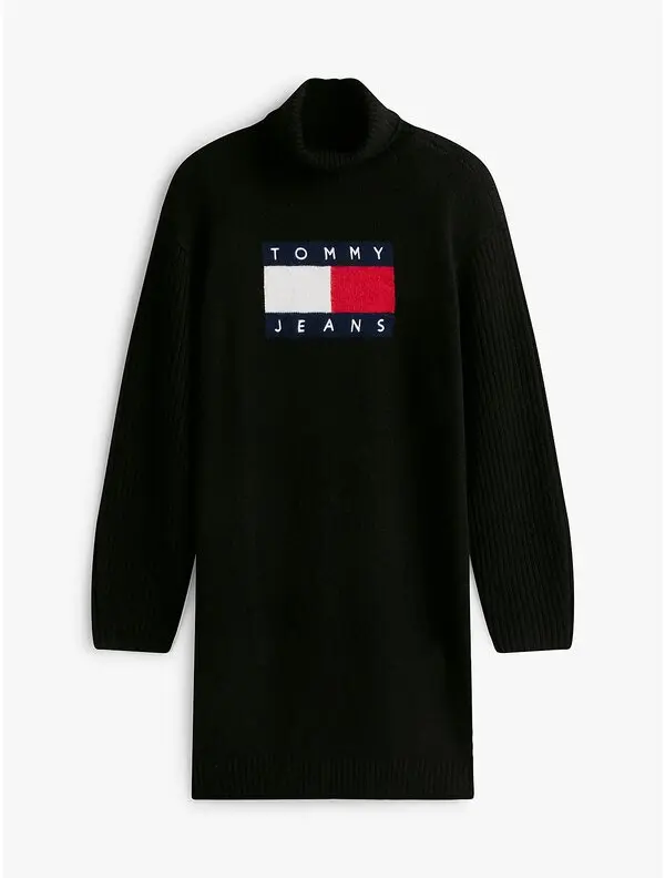 Tommy Hilfiger Turtleneck Sweater Dress With Flag Logo