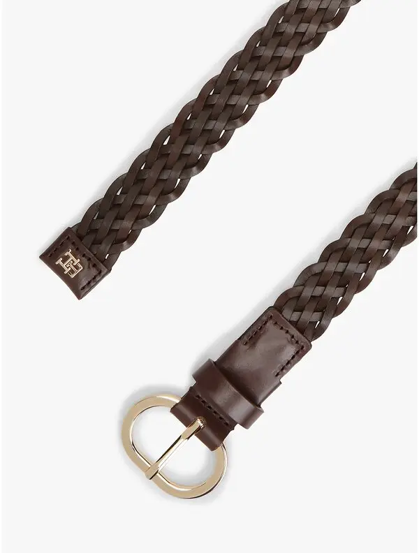 Tommy Hilfiger Woven Leather Belt With Oval Buckle