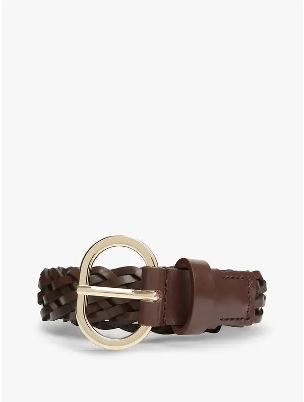 Tommy Hilfiger Woven Leather Belt With Oval Buckle