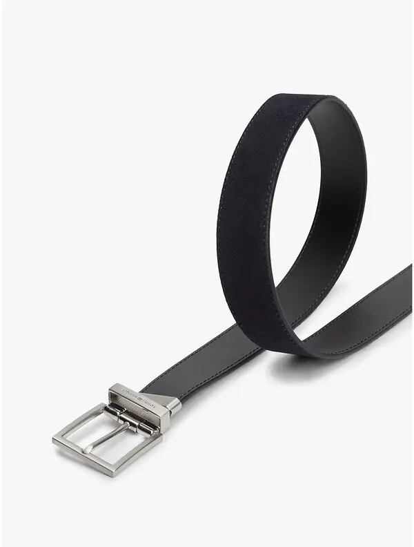 Tommy Hilfiger Reversible Square Buckle Leather Belt - Black