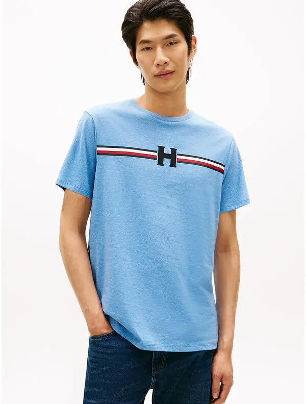 Tommy Hilfiger Signature H Stripe T-shirt - Blue Heather