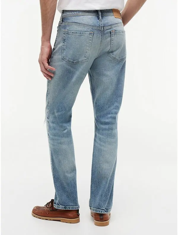 Tommy Hilfiger Straight Leg Jeans With Distressed Detailing - Medium Wash Denim