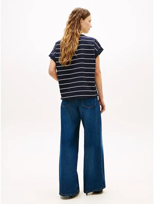 Tommy Hilfiger Arch Logo Striped Dolman Sleeve T-shirt