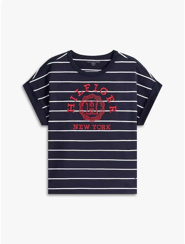 Tommy Hilfiger Arch Logo Striped Dolman Sleeve T-shirt