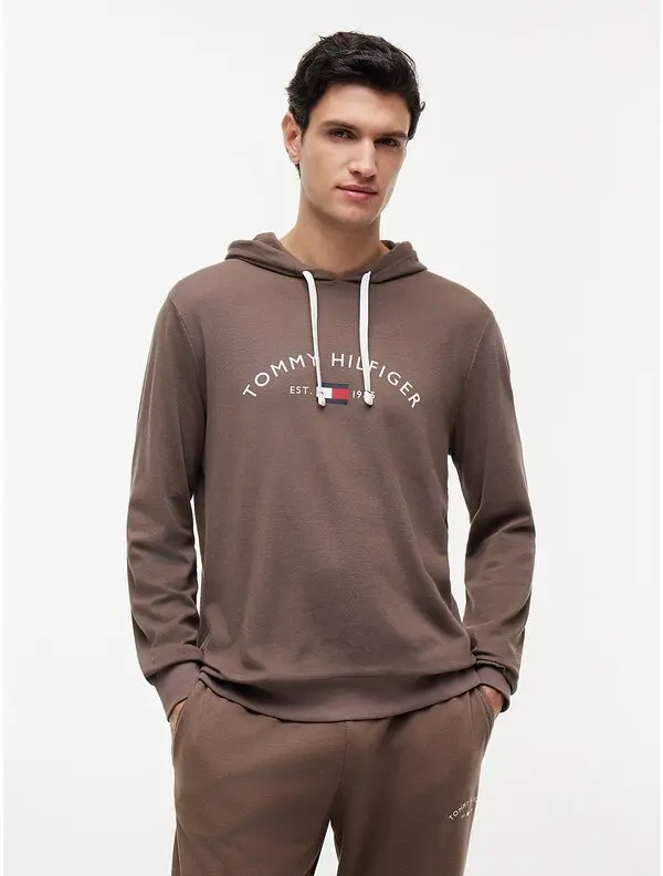 Tommy Hilfiger Logo Pique Sleep Hoodie - Buff