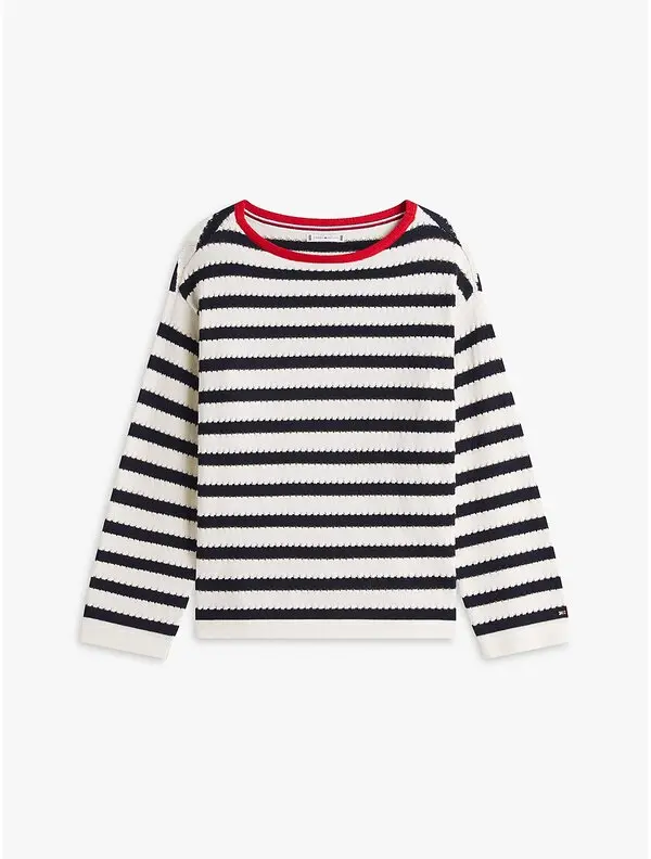 Tommy Hilfiger Breton Stripe Pointelle Boatneck Sweater