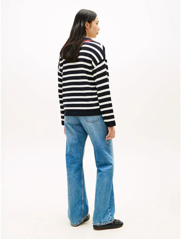 Tommy Hilfiger Breton Stripe Pointelle Sweater Polo