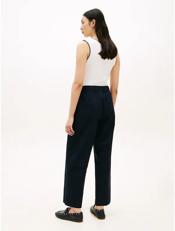 Tommy Hilfiger Wide-leg Ankle Pants With Elastic Waistband - Navy