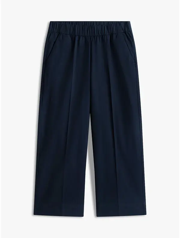 Tommy Hilfiger Wide-leg Ankle Pants With Elastic Waistband - Navy