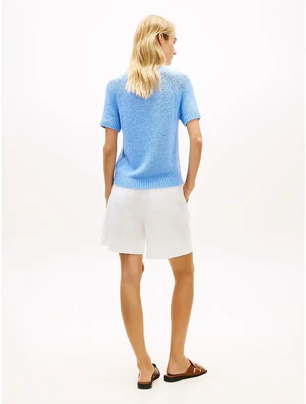 Tommy Hilfiger Textured Open-knit Short-sleeve Sweater