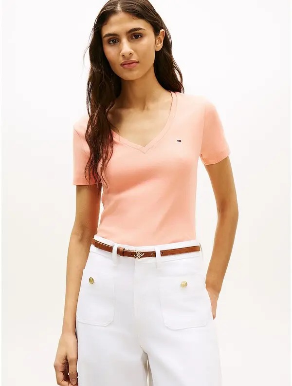Tommy Hilfiger V-neck T-shirt - Sunset Coral