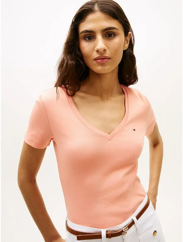 Tommy Hilfiger V-neck T-shirt - Sunset Coral