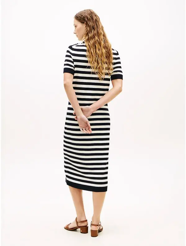 Tommy Hilfiger Striped Button-up Polo Sweater Dress
