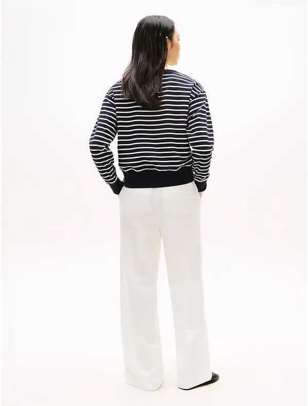 Tommy Hilfiger Striped Boatneck Sweatshirt With Gold-tone Buttons