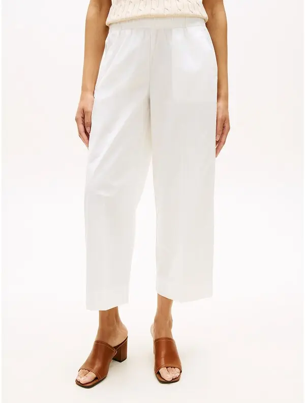 Tommy Hilfiger Pull-on Wide-leg Ankle Pants - Ecru