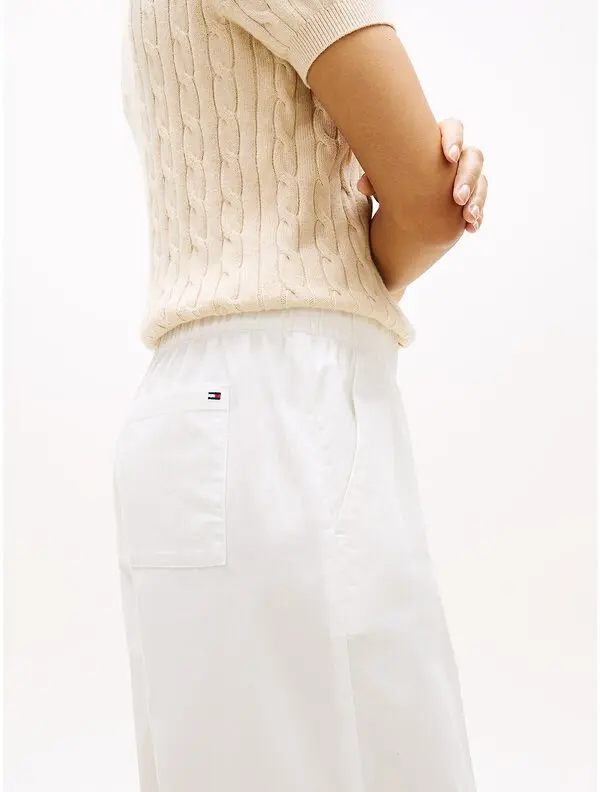 Tommy Hilfiger Pull-on Wide-leg Ankle Pants - Ecru