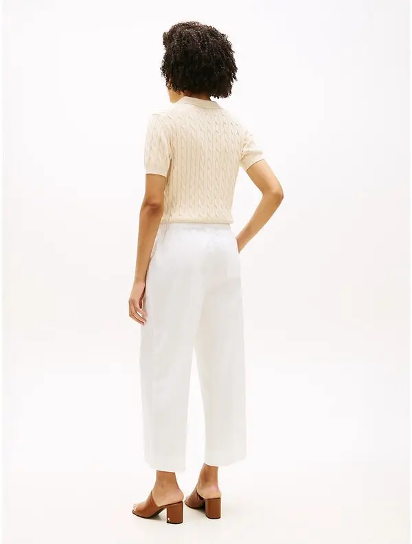 Tommy Hilfiger Pull-on Wide-leg Ankle Pants - Ecru